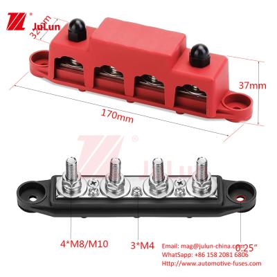China Rv Yacht Bus M8M10 High Current Wiring Stud Red Black 4-Stud Distribution Block Manifold Bar for sale