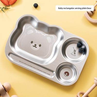 China 304 Stainless Steel Kids Dinner Plates Rectangle Smooth Edges for sale