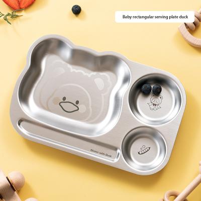 China 304 Stainless Steel Kids Dinner Plates Rectangle Smooth Edges for sale