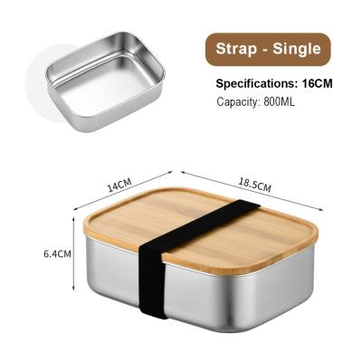 Cina Frigorifero, cassaforte in acciaio inossidabile 304, scatola Bento, coperchio in bambù, scatola da pranzo da 800 ml in vendita