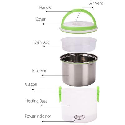 China Round Rechargeable Heated Lunch Box 220V Electric Lunch Box 40w for sale