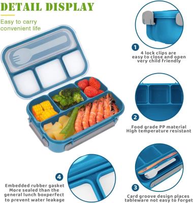 Cina 1300 ml scatola da pranzo Bento di plastica Blu Food Grade Kids Bento in vendita