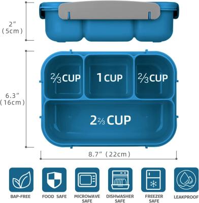 Cina 1300 ml scatola da pranzo Bento di plastica Blu Food Grade Kids Bento in vendita