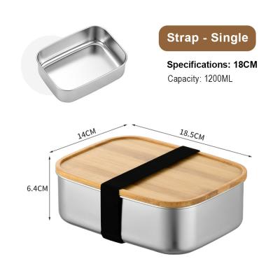 Cina Scatola da pranzo Bento in acciaio inossidabile Capo in bambù Scatola da pranzo da 1200 ml in vendita