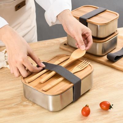 Cina Scatola da pranzo Bento in acciaio inossidabile Capo in bambù Scatola da pranzo da 1200 ml in vendita