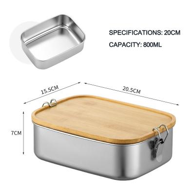 Cina Capo in bambù Classic Metal Lunch Box Double Buckle 304 in acciaio inossidabile in vendita