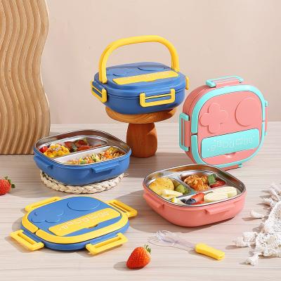 Cina Scatola da pranzo in metallo in acciaio inossidabile Blu Kids Bento Box con cucchiaio in vendita