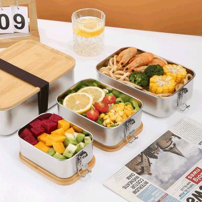 Cina Scatola da pranzo Bento in metallo rettangolare da 1500 ml a doppia spina di acciaio in vendita