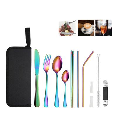 China Portable Travel Stainless Steel Cutlery Set, Reusable With A Case For Fixing Tableware 11  Pieces for sale