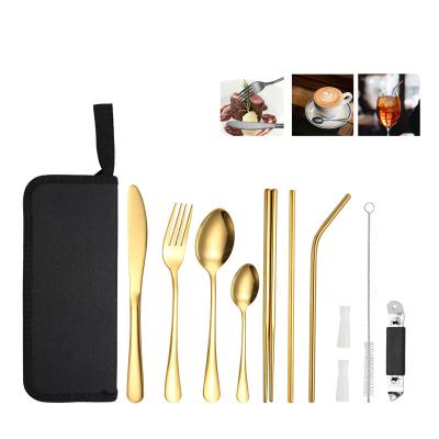 China Portable Travel Stainless Steel Cutlery Set, Reusable With A Case For Fixing Tableware 11  Pieces for sale