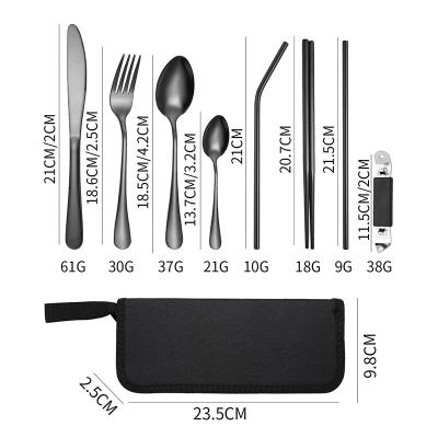 China Portable Travel Stainless Steel Cutlery Set, Reusable With A Case For Fixing Tableware 11  Pieces for sale