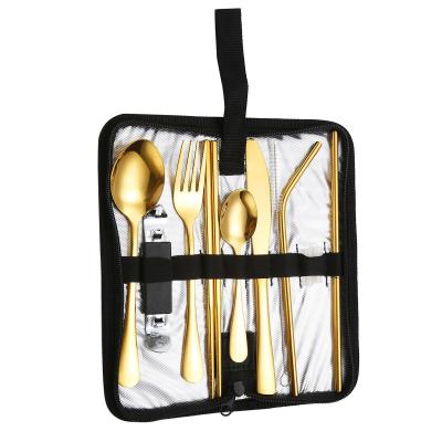 China Portable Travel Stainless Steel Cutlery Set, Reusable With A Case For Fixing Tableware 11  Pieces for sale