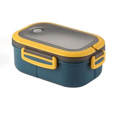 Cina Scatola da pranzo Bento in plastica Scatola da pranzo a doppio strato Scatola da pranzo a microonde 1200 ml verde in vendita