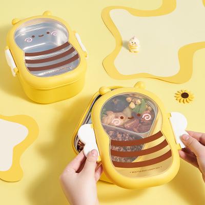 Cina Scatola da pranzo Bento in metallo Scatola da pranzo a forma di api 304 in acciaio inossidabile giallo in vendita