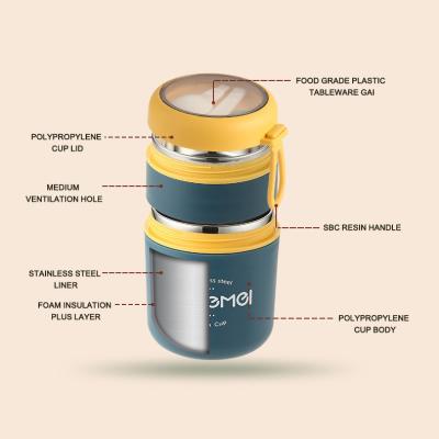Cina Cassa da pranzo Bento in metallo 316 in acciaio inossidabile 710 ml Termo Sopa a doppio strato in vendita