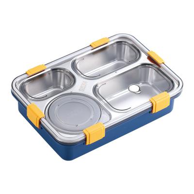 Cina Metalli Bento Lunch Box 4 Compartimento 304 Acciaio inossidabile Isolamento sigillato 1130ml Blu in vendita