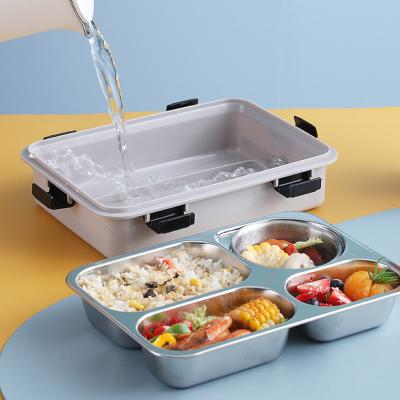 Cina Metalli Bento Lunch Box 4 Compartimento 304 Acciaio inossidabile Isolamento sigillato 1130ml Blu in vendita
