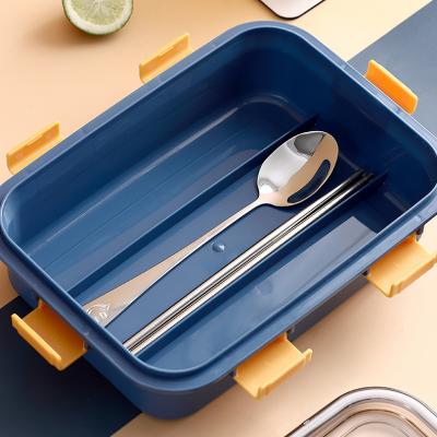 Cina Metalli Bento Lunch Box 4 Compartimento 304 Acciaio inossidabile Isolamento sigillato 1130ml Blu in vendita