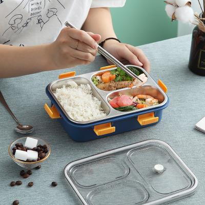 Cina Metal Bento Lunch Box 3 Compartimento 304 Acciaio inossidabile Isolamento sigillato Blu in vendita