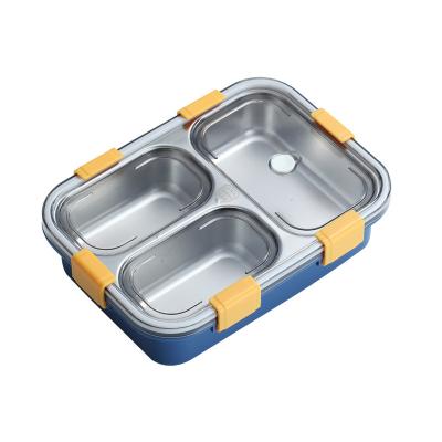 Cina Metal Bento Lunch Box 3 Compartimento 304 Acciaio inossidabile Isolamento sigillato Blu in vendita
