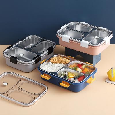 Cina Metal Bento Lunch Box 3 Compartimento 304 Acciaio inossidabile Isolamento sigillato Blu in vendita