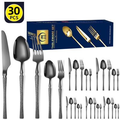 Cina Set di posate in acciaio inossidabile piccole cintura martello modello di posate in acciaio inossidabile occidentale scatola regalo 30 pezzi in vendita