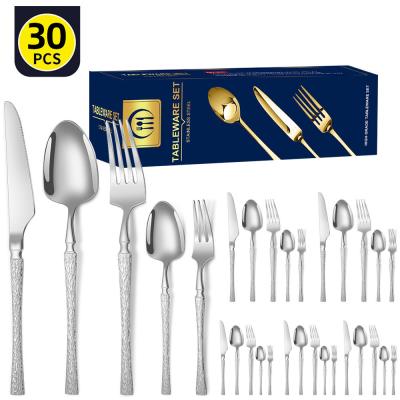 Cina Set di posate in acciaio inossidabile piccole cintura martello modello di posate in acciaio inossidabile occidentale scatola regalo 30 pezzi in vendita