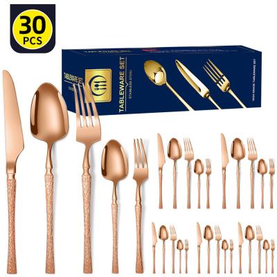 Cina Set di posate in acciaio inossidabile piccole cintura martello modello di posate in acciaio inossidabile occidentale scatola regalo 30 pezzi in vendita