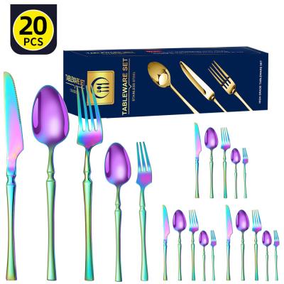 Cina Set di posate in acciaio inossidabile 20 pezzi piccole cintura martello modello in acciaio inossidabile posate occidentali scatola regalo in vendita