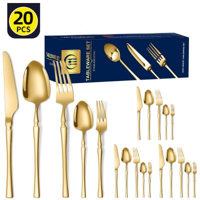 Cina Set di posate in acciaio inossidabile 20 pezzi piccole cintura martello modello in acciaio inossidabile posate occidentali scatola regalo in vendita