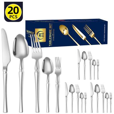 Cina Set di posate in acciaio inossidabile 20 pezzi piccole cintura martello modello in acciaio inossidabile posate occidentali scatola regalo in vendita