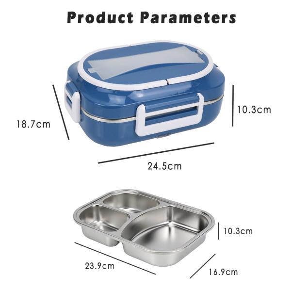 Quality Heated Bento Box Electric Lunch Box 3 Grid Plate Removable Container For Adults for sale