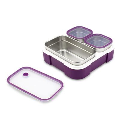 Cina Scatola da pranzo a prova di perdite in metallo con tre compartimenti e isolamento 720ml in vendita
