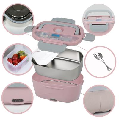 Cina Scatola da pranzo elettrica impermeabile con scaldabagno in acciaio inossidabile da 1,5 litri Grigio rosa in vendita