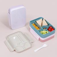 China Leak Proof PP Rectangular Bento Lunch Box With Lid Dishwasher Safe Light Pink for sale