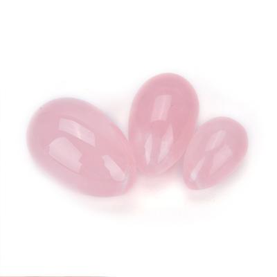 China 3pcs 3size Jade Egg Drilled Vaginal Tightening Body Massage Natural Rose Quartz Yoni Eggs For Women Kegel Exercise for sale