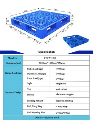 Cina L'HDPE blu che spedisce di plastica dei pallet stampaggio ad iniezione i pallet di plastica in vendita