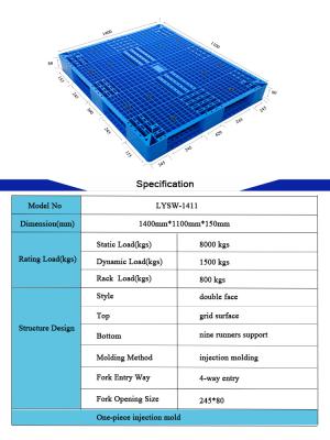 Cina pallet resistenti dell'HDPE di Plastik del pallet di plastica di scivolo di 1400*1100mm in vendita