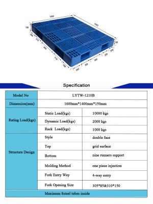 Cina Pallet di plastica di economia di plastica resistente del pallet 1400*1600mm dell'iniezione in vendita