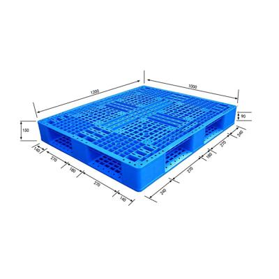 中国 倉庫4の方法プラスチック パレット1200 x 1000 PEの単一の側面の積み重ね 販売のため