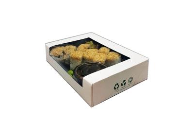 Cina Logo Ivory Paper Sushi Box su misura porta via 350gsm con la chiara finestra in vendita