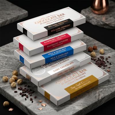 China White Cardboard Paper Gold Foil Hot Stamping Food Grade Custom Luxury Design for Chocolate Packaging for sale