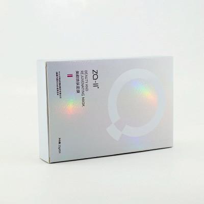 China White Cardboard Holographic Film Paper Cosmetic Box Packaging CMYK Custom Logo for sale