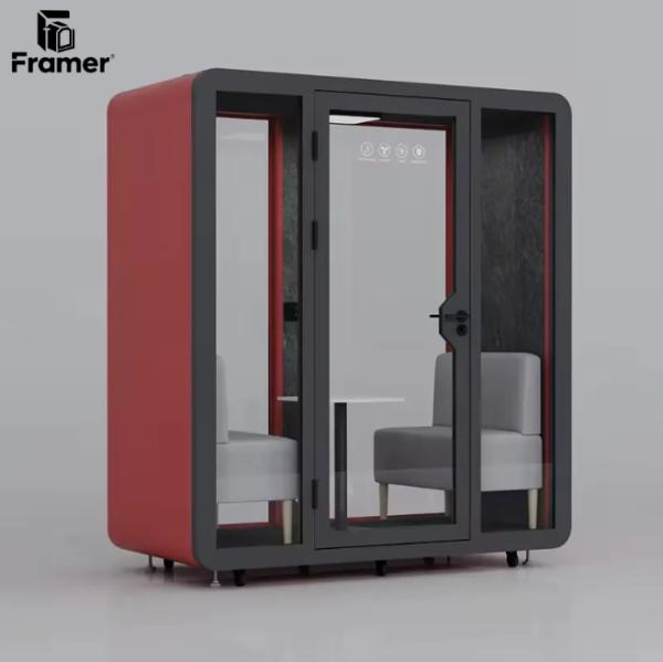 Quality Extendable Two Person Pod Modular Acoustic Phone Booths Modern With Ventilation And USB Power for sale