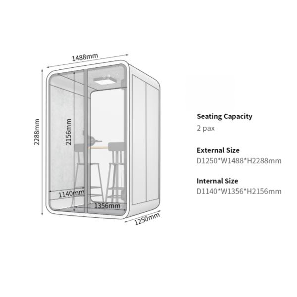 Quality Acoustic Interview Pods White 2 Person Pods With A Stable Anti Slip Base for sale