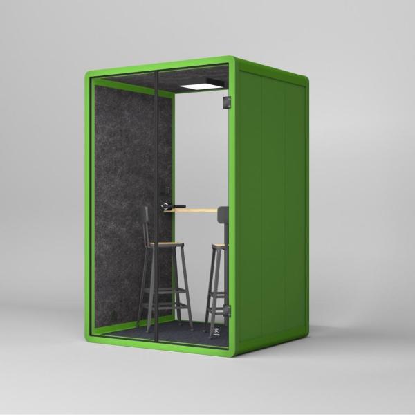Quality Customized Two Person Booth Grass Green / Wood Grain Sound Proof Cabins With Emergency Safety Hammer for sale