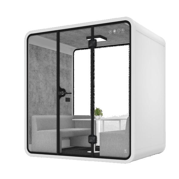 Quality High Sealing Acoustic Phone Booth Modern 4 Person Booth White for sale