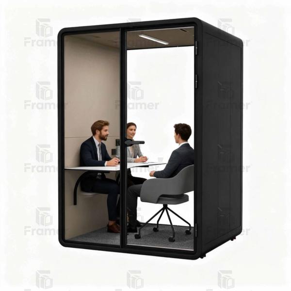 Quality Indoor Private Office Phone Booth Fully Enclosed Modular Sound Proof Rooms Black for sale