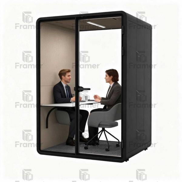 Quality Indoor Private Office Phone Booth Fully Enclosed Modular Sound Proof Rooms Black for sale