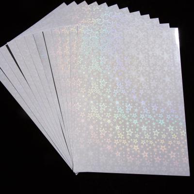 China Star Patterns A4 Size Self-adhesive Cold Holographic Lamination Film Waterproof Inkjet Print Ready for sale